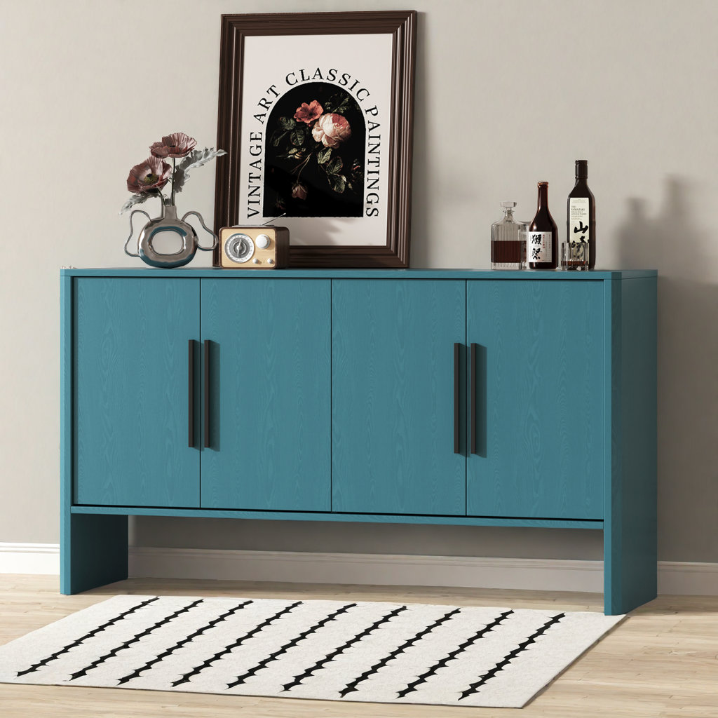 Ebern Designs 59" Retro Sideboard Buffet Cabinet – Vintage Storage with Adjustable Shelves | Wayfair